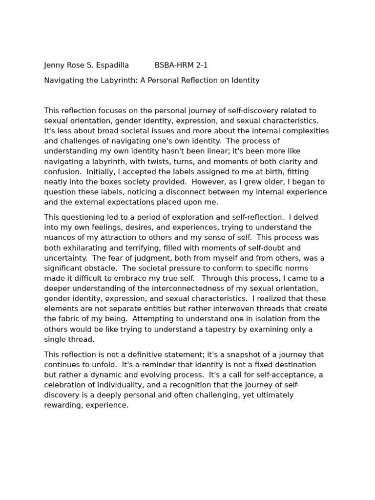 Personal Journey of Identity Exploration | PDF | Adolescence | Identity ...