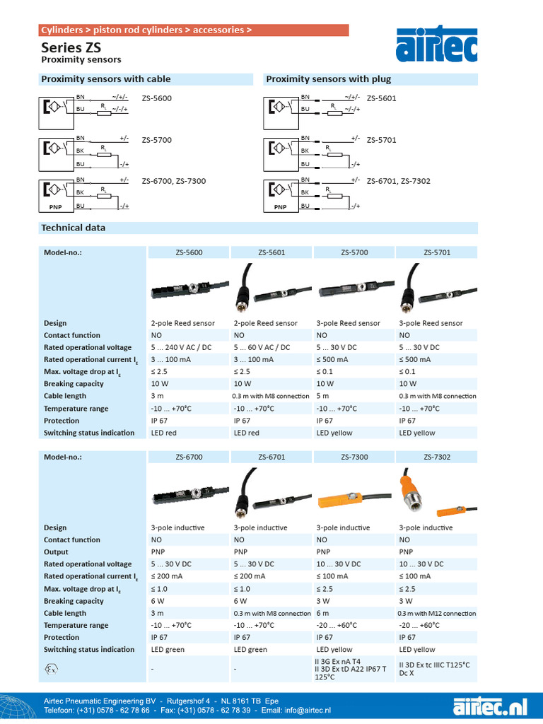 Series ZS: Proximity Sensors With Cable | PDF | Electrical Equipment ...