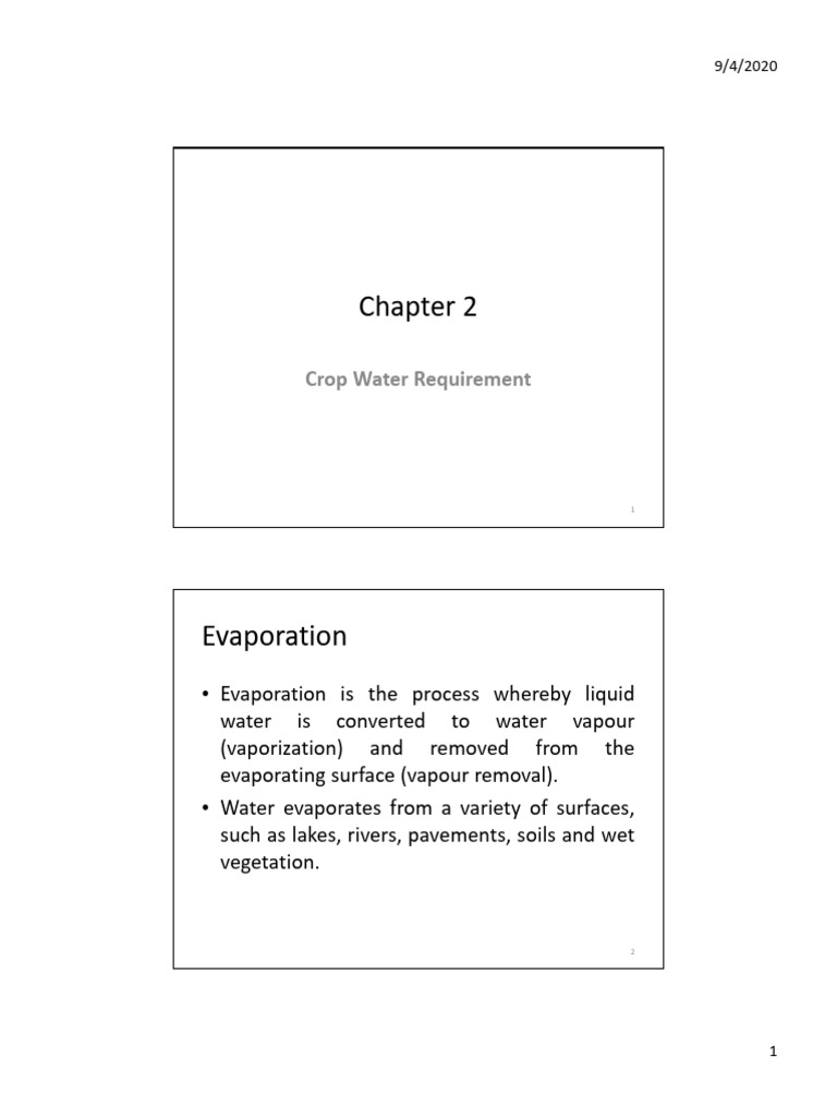 2.2 Consumptive Use CU of Water and Water Requirement of Various Crops ...
