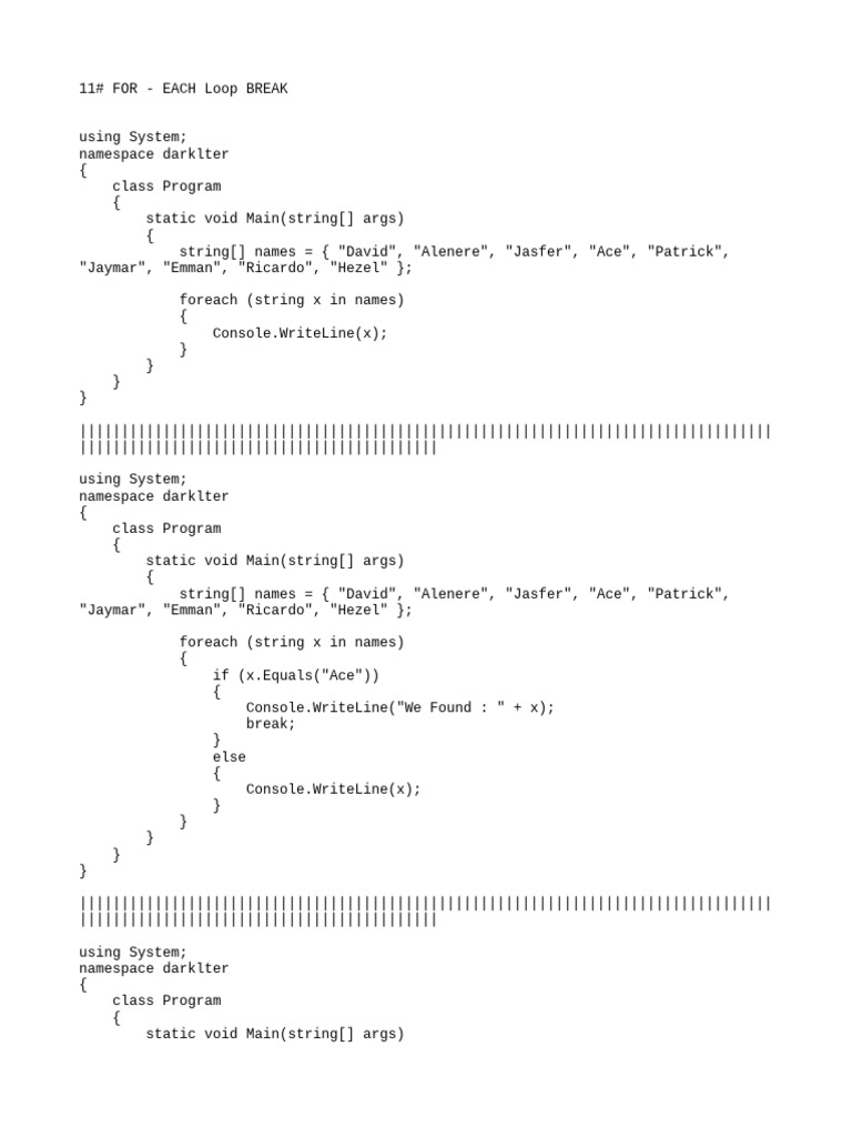 11# FOR - EACH Loop BREAK | PDF