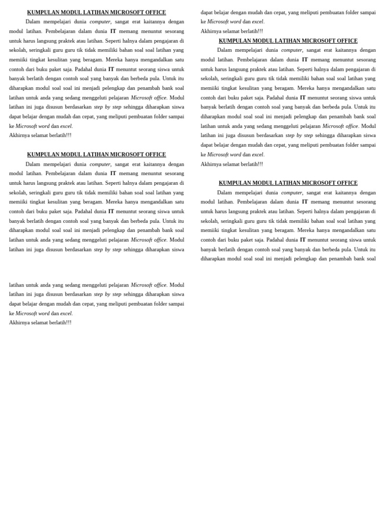 Modul Praktik Microsoft Office | PDF
