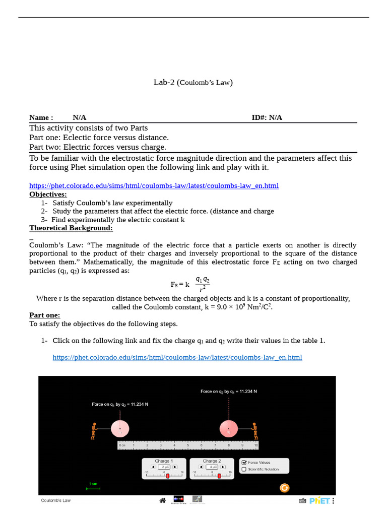 Lab2 Coulomb S Law | PDF | Force | Electrostatics