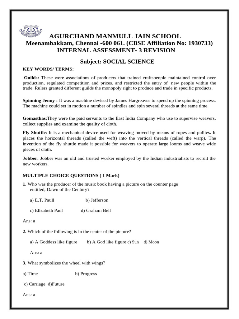 Internal Assessment 3 Revision - Sst-2024-25 | PDF | Weaving | Democracy