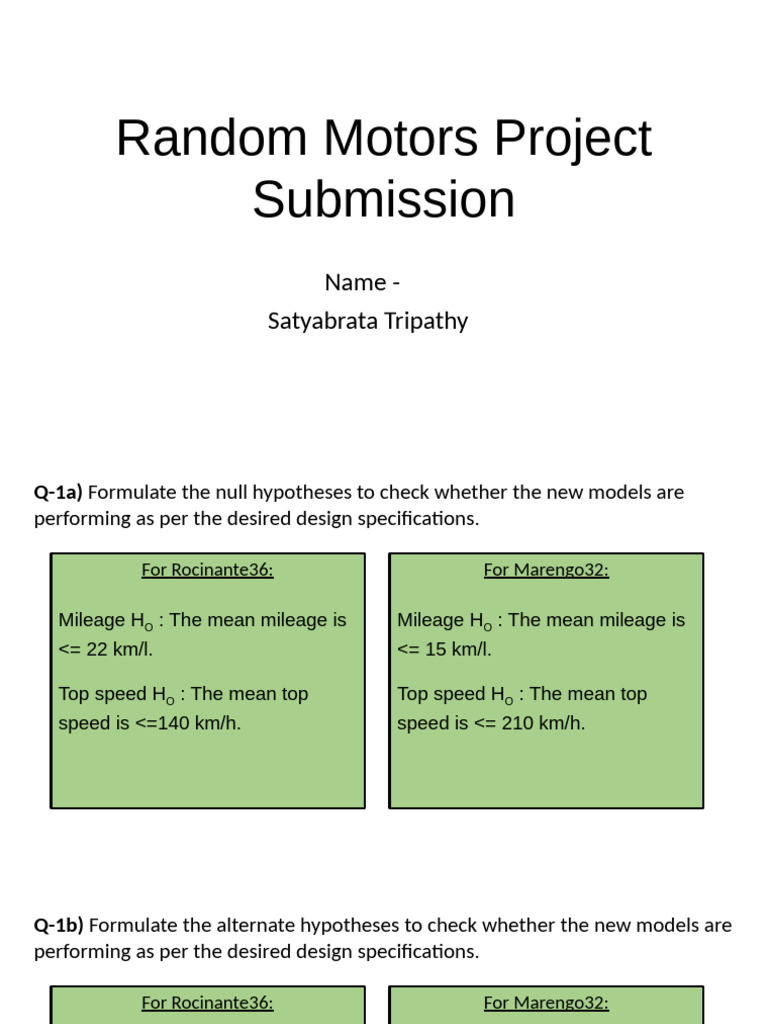 Random Motor Project | PDF | Coefficient Of Determination | P Value