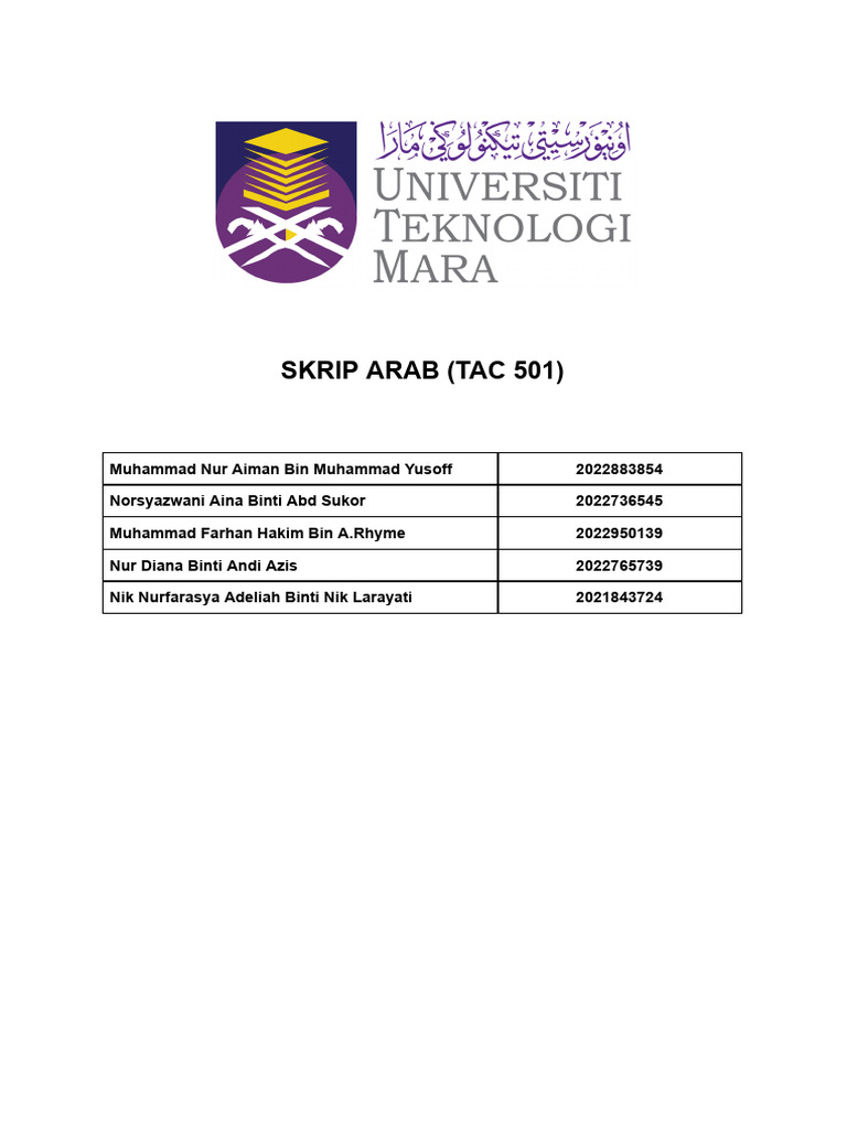 Skrip Arab Tac 501 | PDF