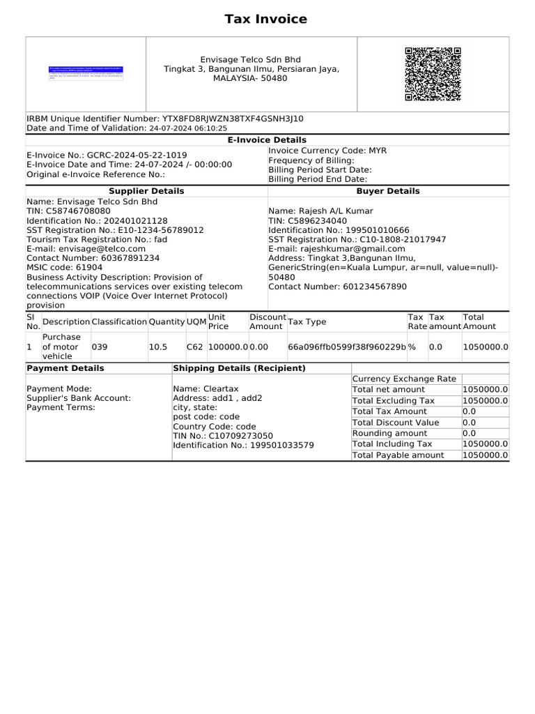 EINV NIL | PDF | Invoice | Taxes