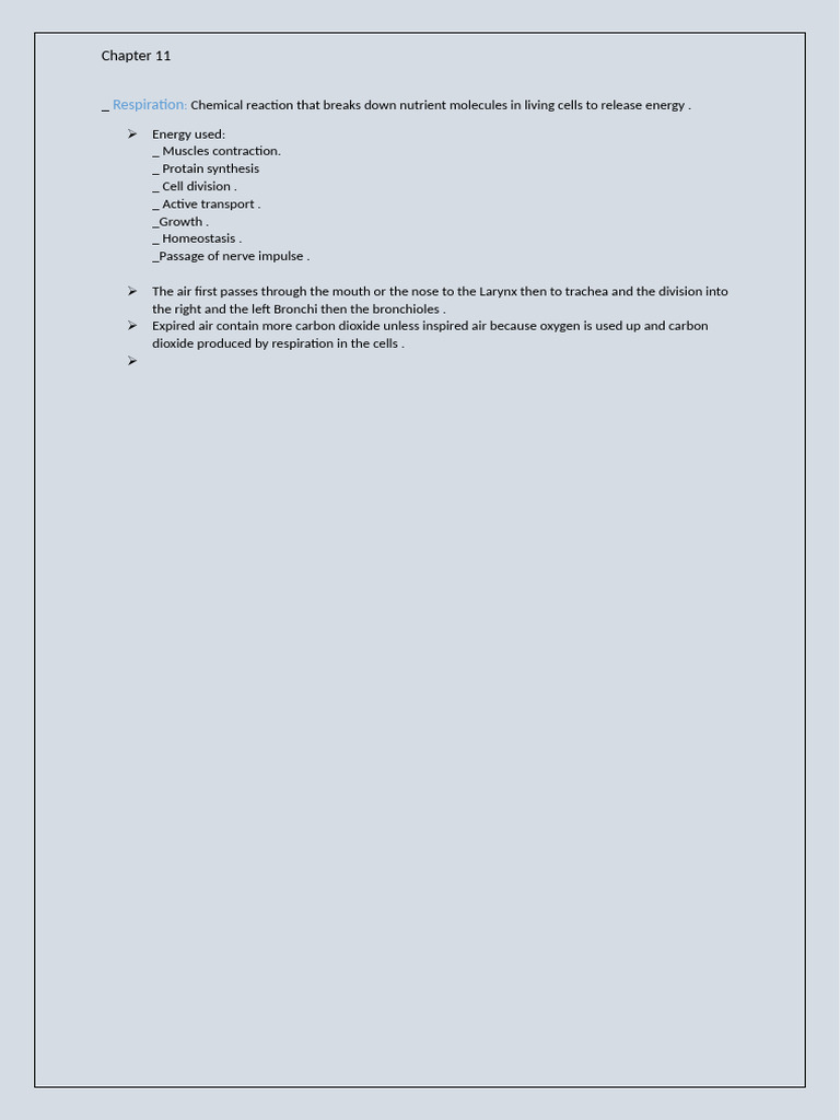 Respiration Chpter 11 | PDF