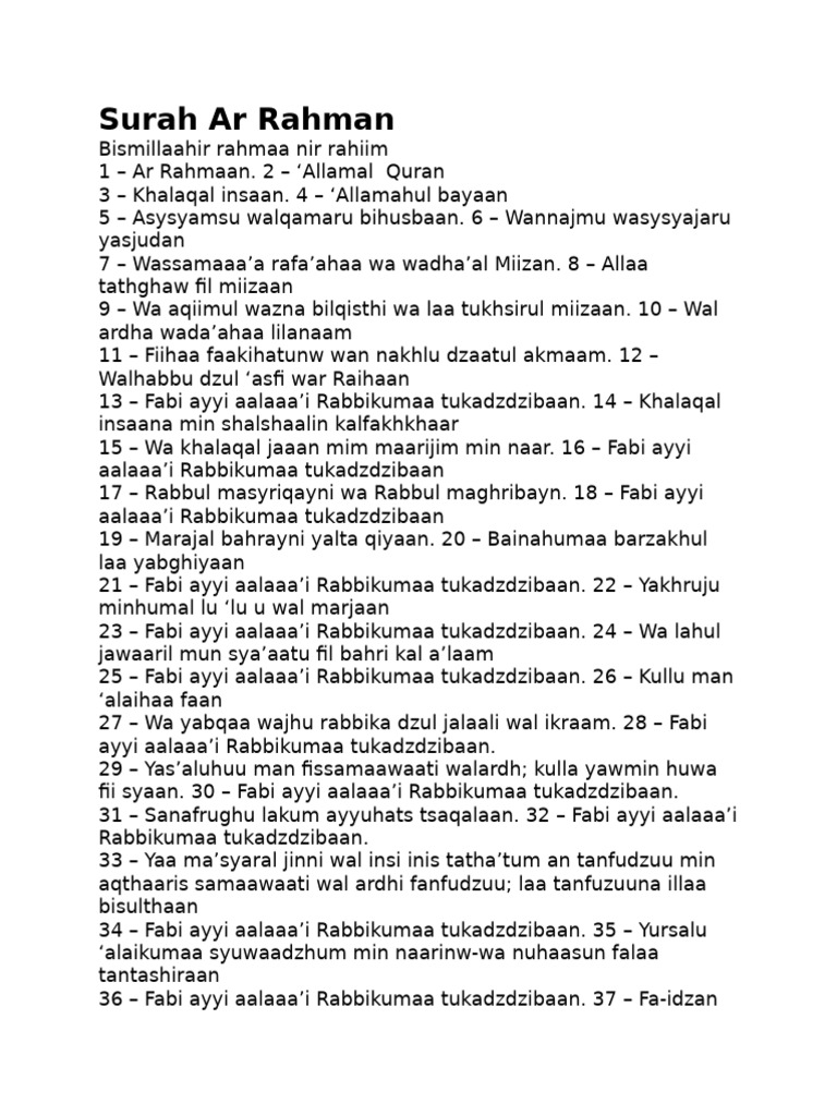 Surah Ar Rahman | PDF | Quran | Islam