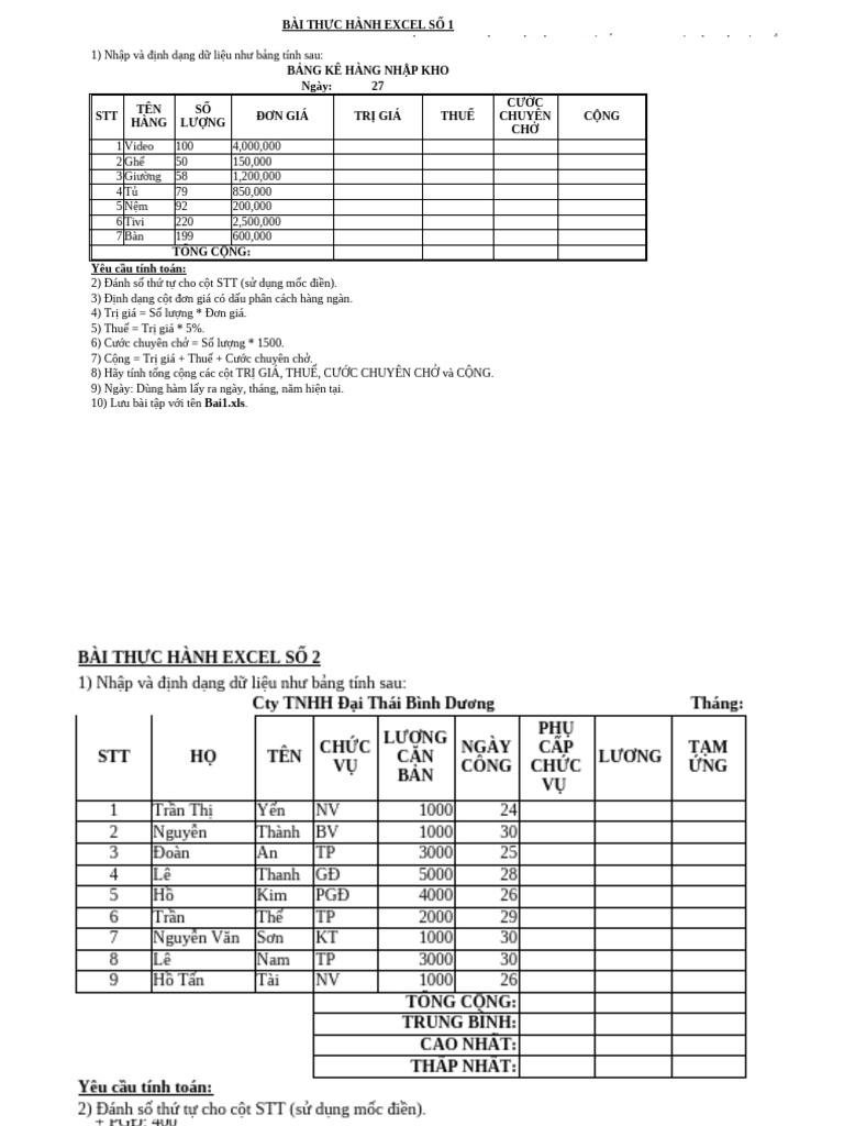 Bài Tập TH Nâng Cao - C2 | PDF