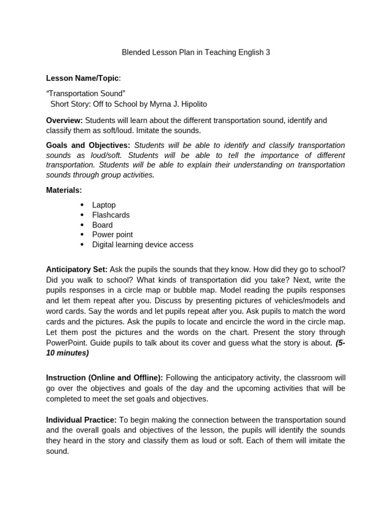 Blended Lesson Plan in Teaching Mathemathics 4 | PDF | Lesson Plan ...