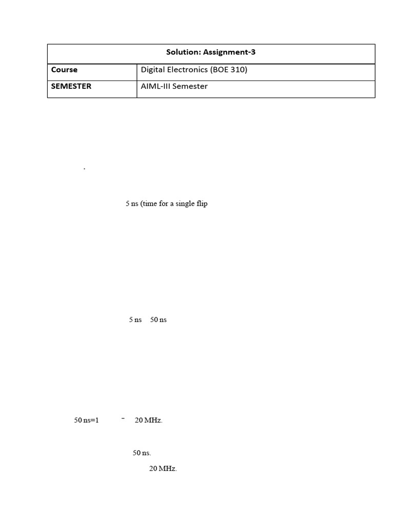 Solution DE Assignment 3 | PDF | Digital Electronics | Electronic Engineering