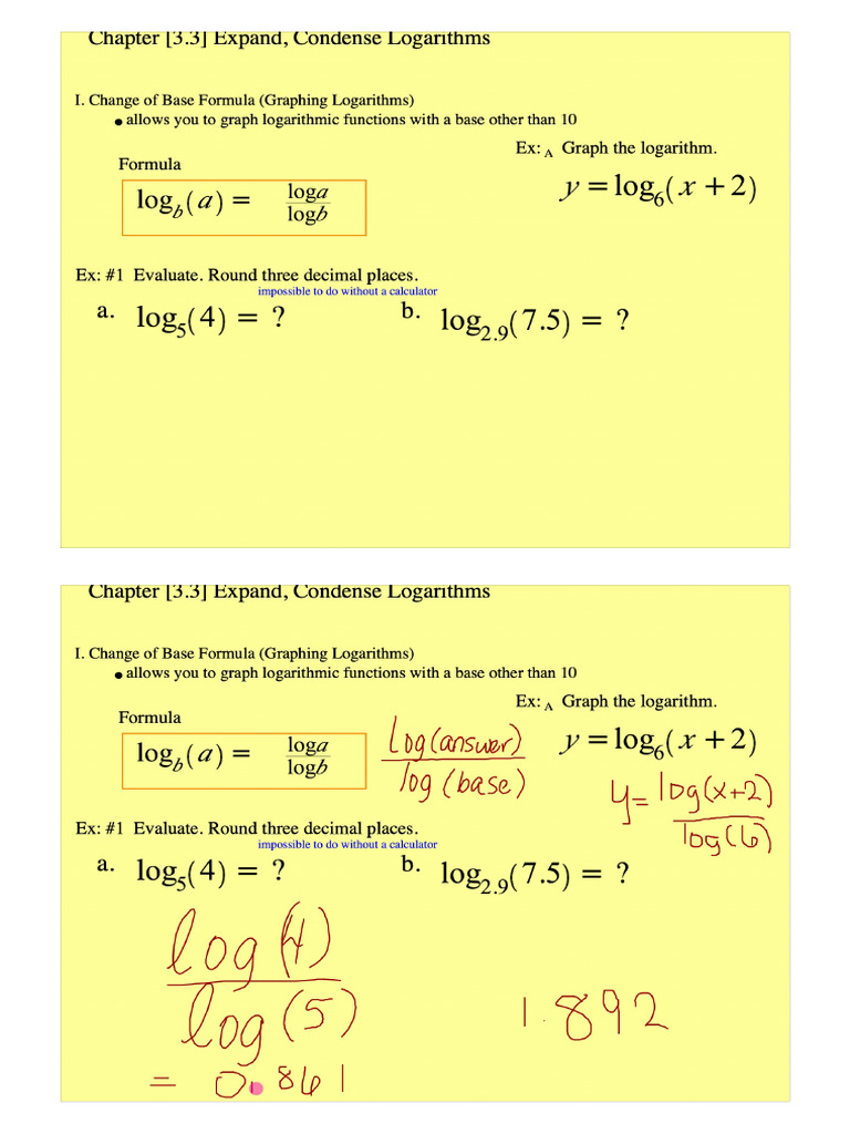 3.03 Condense, Expand Logarithms | PDF