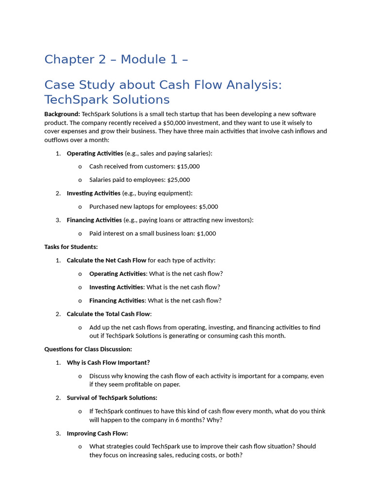 Chapter2 - M01 - Cash Flow Case Study - Input | PDF