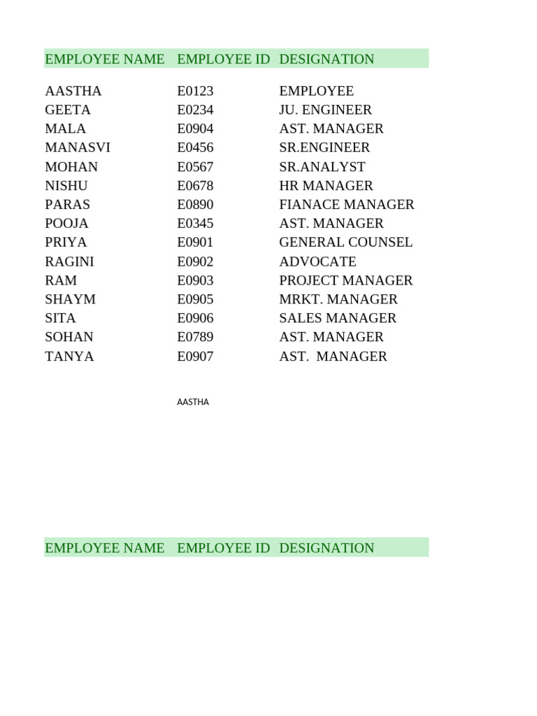 Employee Directory with Contact Details | PDF