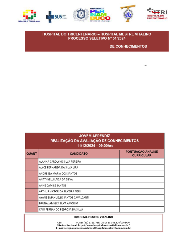 EDITAL 512024 - JOVEM APRENDIZ - CONVOCACAO AVALIACAO DE CONHECIMENTOS ...