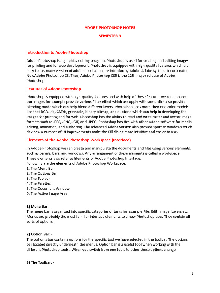 Photoshop Basics for Students | PDF | Adobe Photoshop | Rgb Color Model