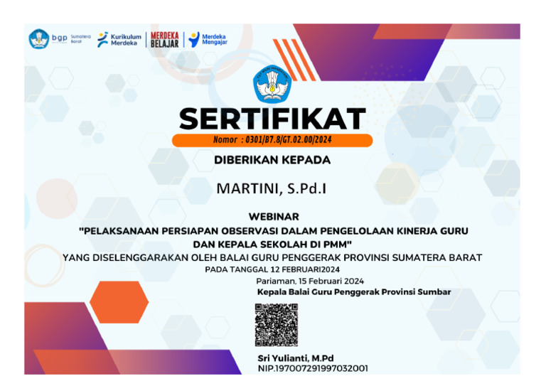 Sertif Webinar Pengelolaan Kinerja Guru Dan Kepala Sekolah-2-1 | PDF
