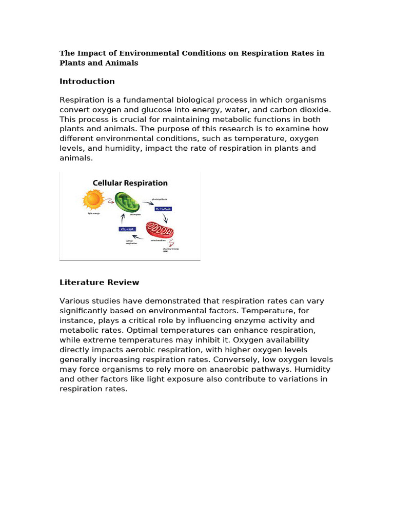 Environmental Effects on Respiration Rates | PDF | Cellular Respiration ...