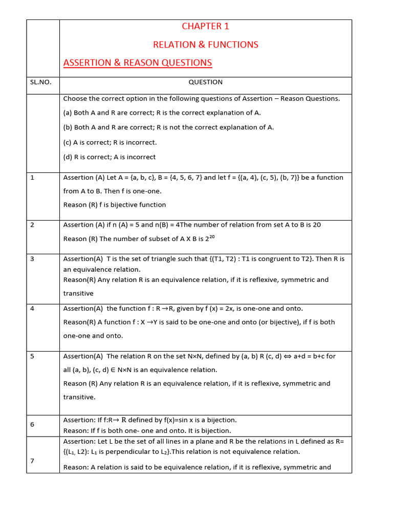 Class Xii Mathematics Ch 1 Relation And Functions Arq Pdf Function