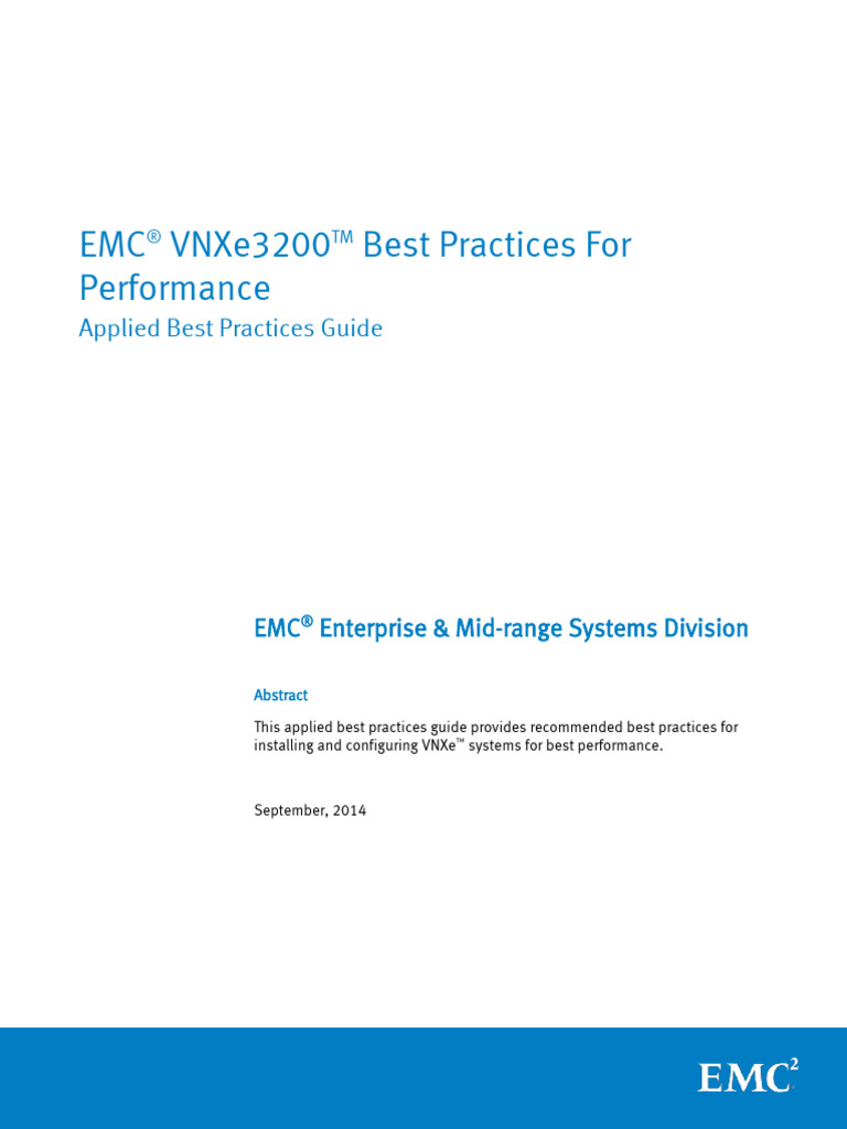 h13512 Vnxe3200 Best Practices For Performance WP | PDF | Computer Data ...