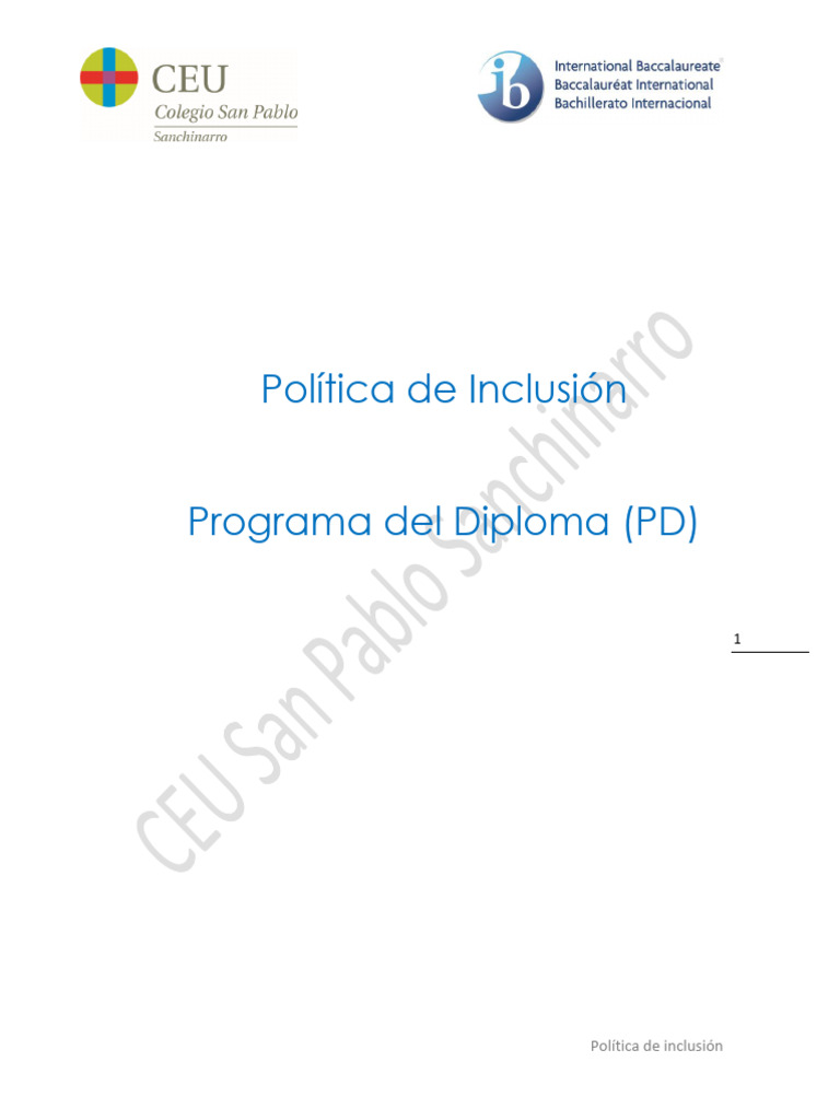 Ib Ceu Politica Inclusion | PDF | Inclusión (Educación) | Aprendizaje
