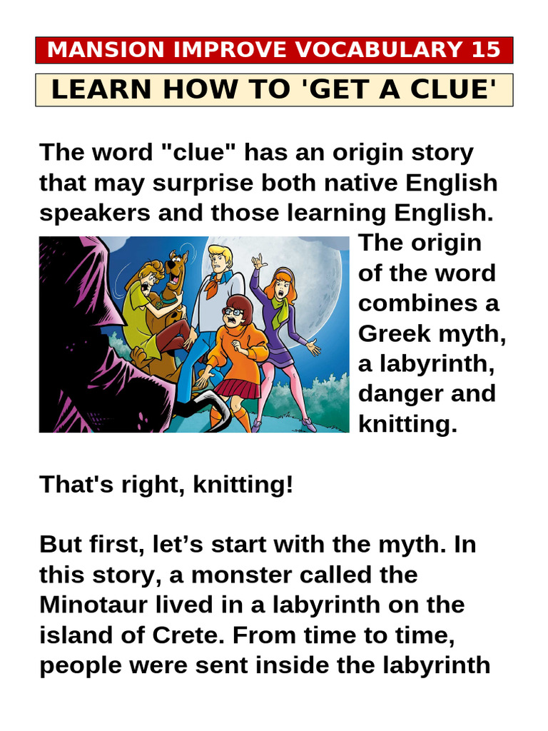 Mansion Improve Vocabulary 15 'Get A Clue' | PDF | Minotaur | Theseus