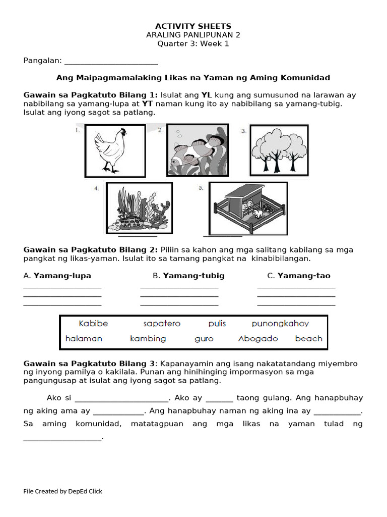 AP 2 Activity Sheet Q3 W1 | PDF