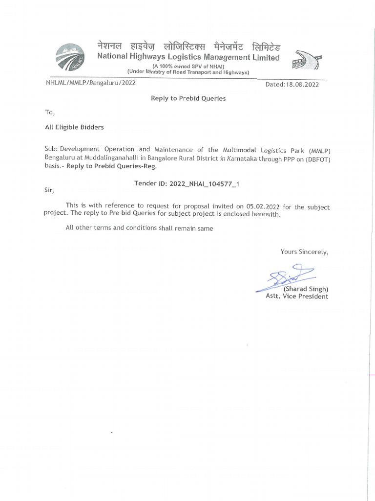 Response To Prebid Queries - MMLP Bengaluru | PDF | Breach Of Contract | Request For Proposal