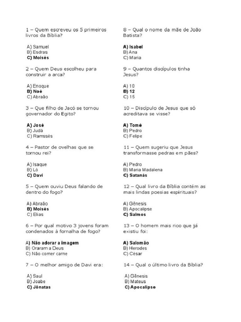 Questionário Bíblico F8 | PDF