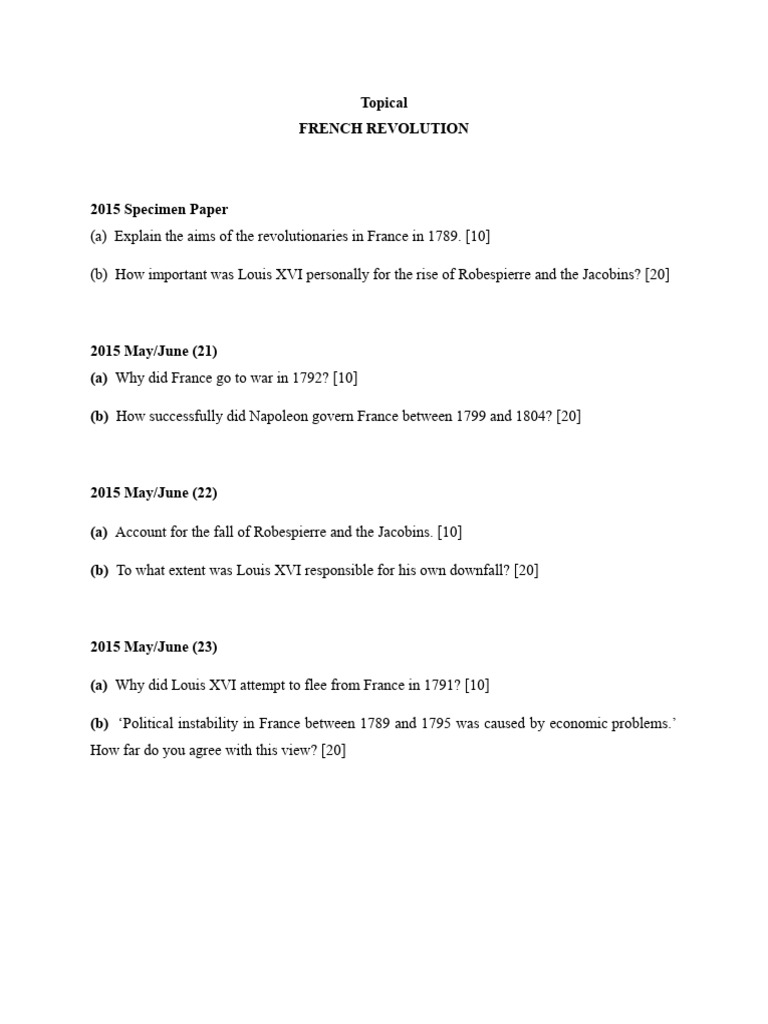 History Topical - French Revolution | PDF | French Revolution | Napoleon