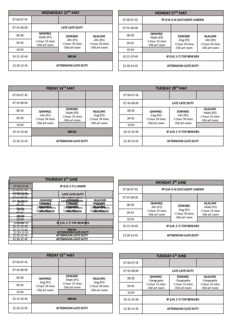 EXAM TIMETABLE | PDF