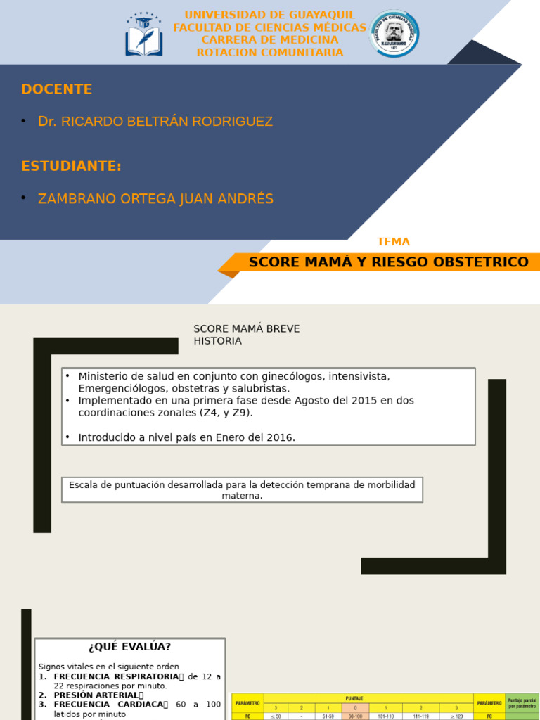 Score Mamá y Riesgo Obstetrico | PDF | El embarazo | Especialidades Medicas