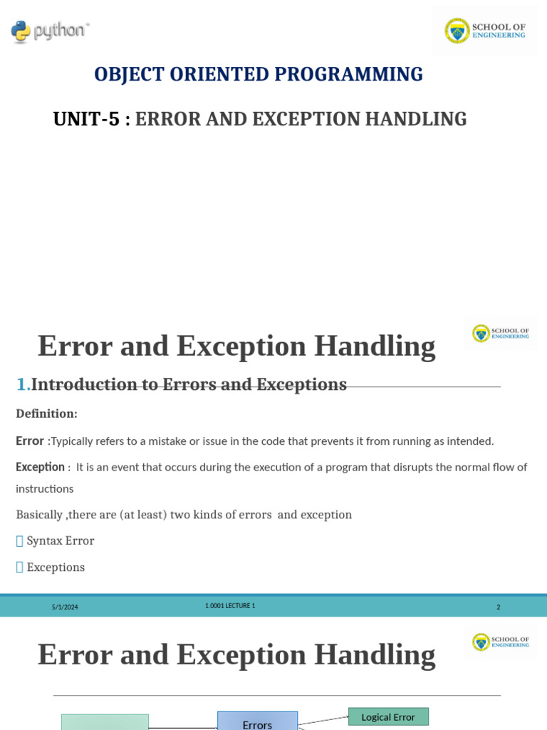 Error and Exception Handling in OOP | PDF | Parameter (Computer Programming) | Computer Program
