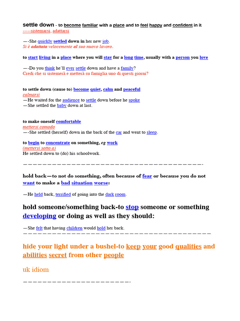 Idioms and Phrasal Verbs | PDF | Linguistics