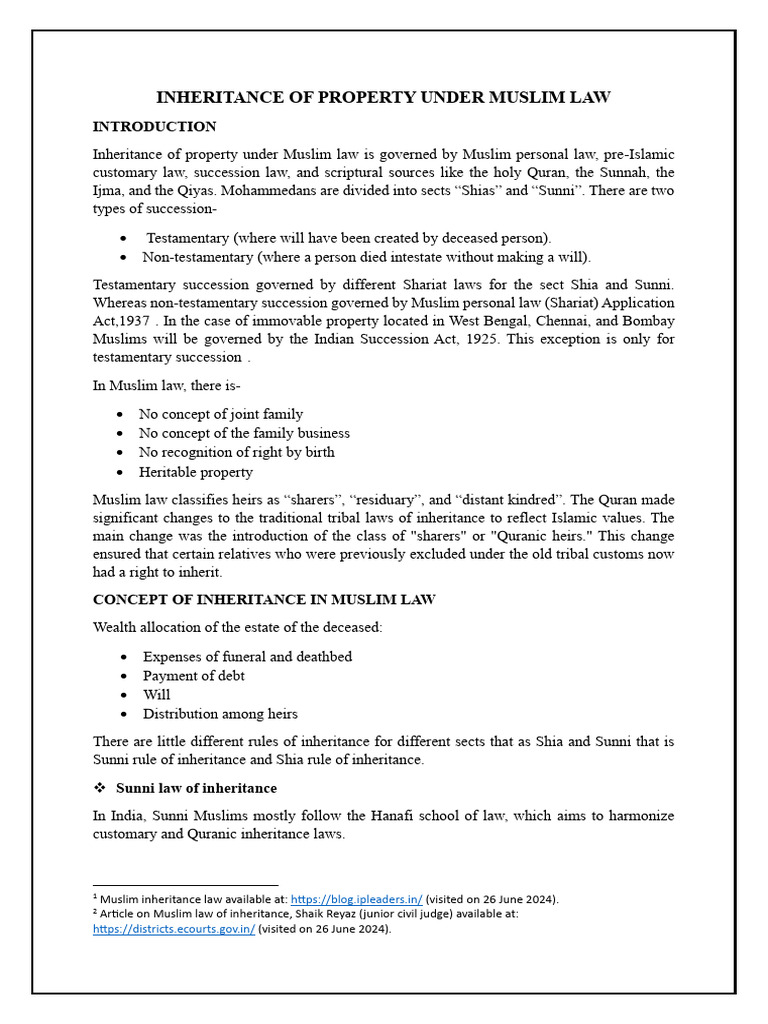 Muslim Law of Inheritance | PDF | Inheritance | Probate