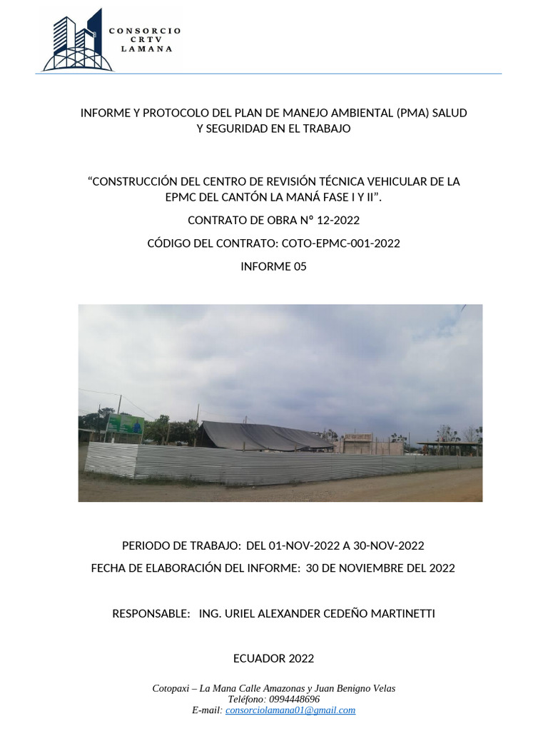 Informe y Protocolo Del Plan de Manejo Ambiental (Pma) Salud 5 | PDF | Residuos | ruido