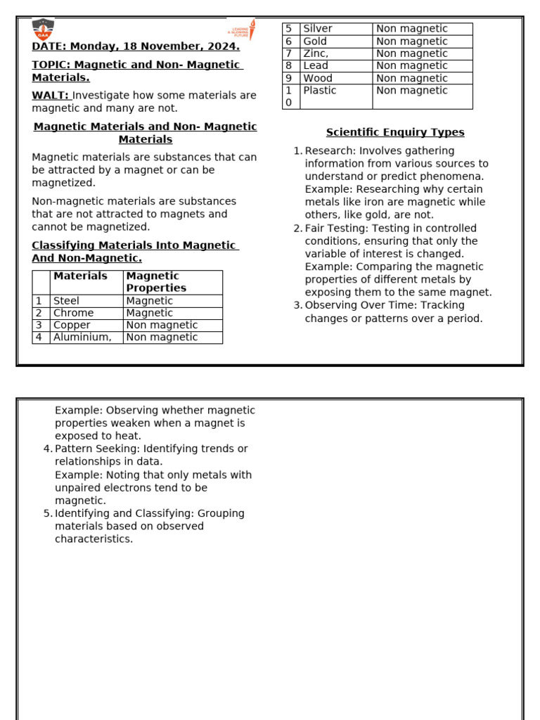 Magnetic and Non Magnetic Materials | PDF