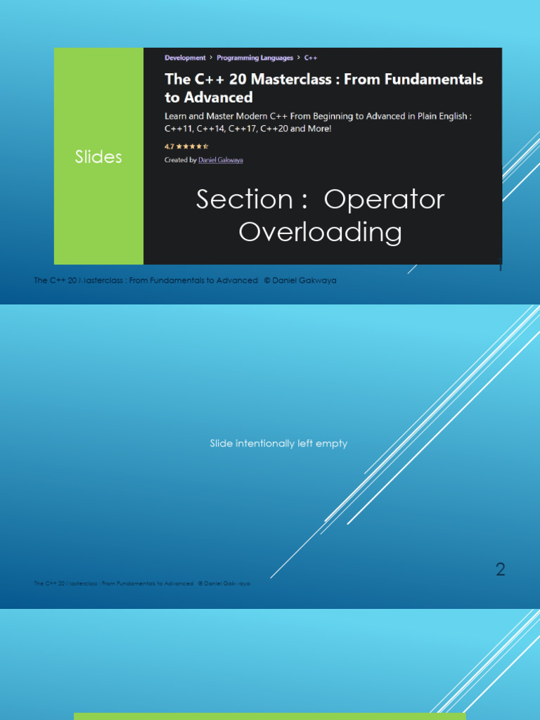 C++ 20 Operator Overloading Guide | PDF | C++ | Constructor (Object ...