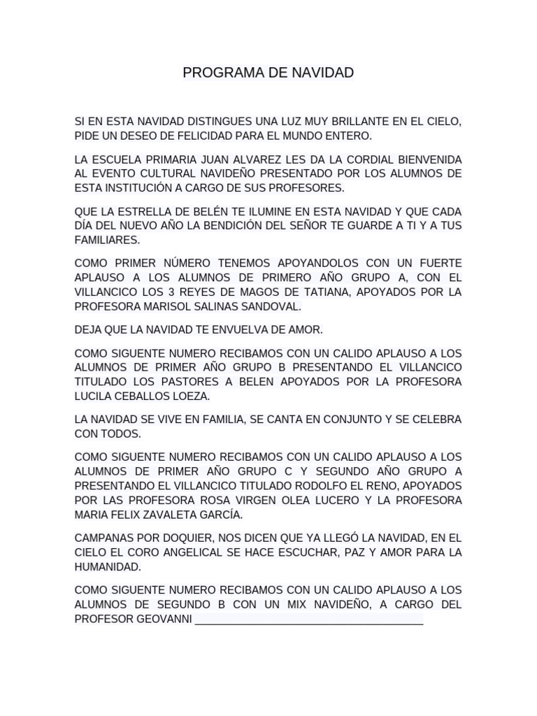 Programa de Navidad | PDF | Navidad | Villancicos