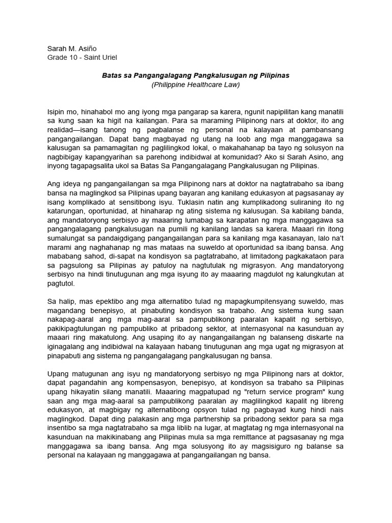 Talumpati Asino Uriel | PDF