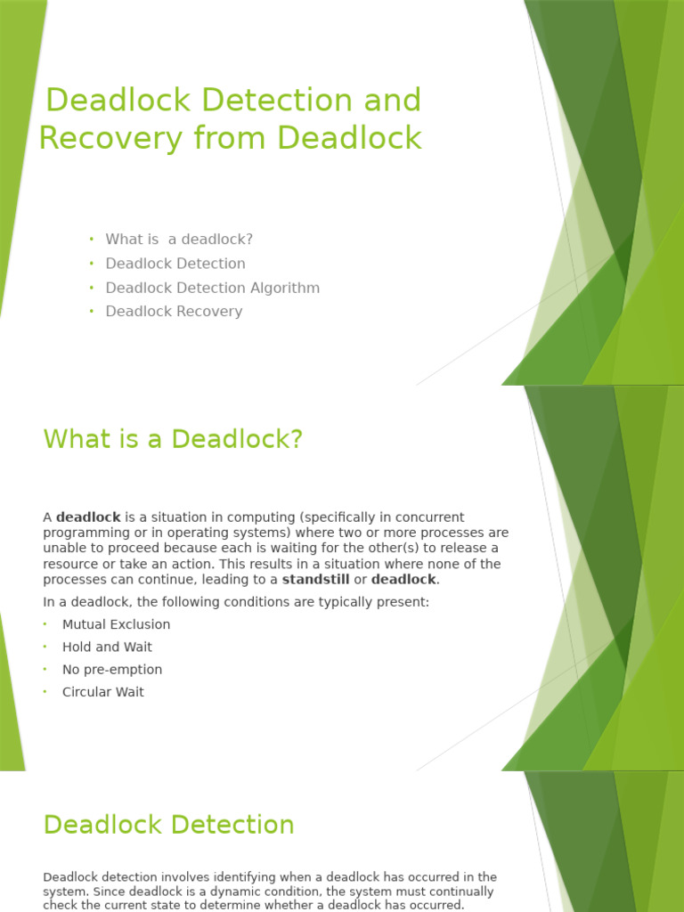 Deadlock Detection And Recovery From Deadlock Pdf Computer Science
