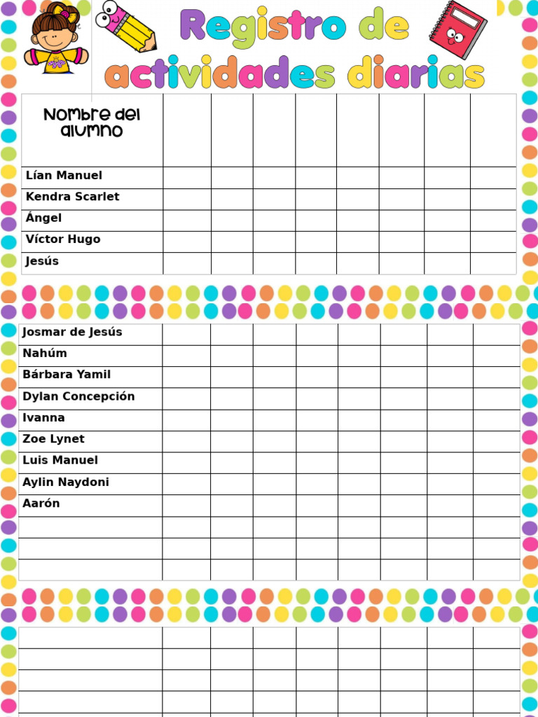 Registro de Actividades Diarias Editable | PDF