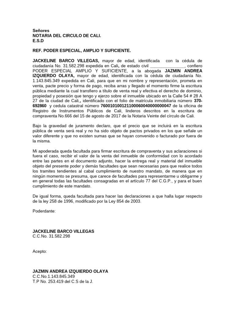 Poder para Venta de Inmueble | PDF