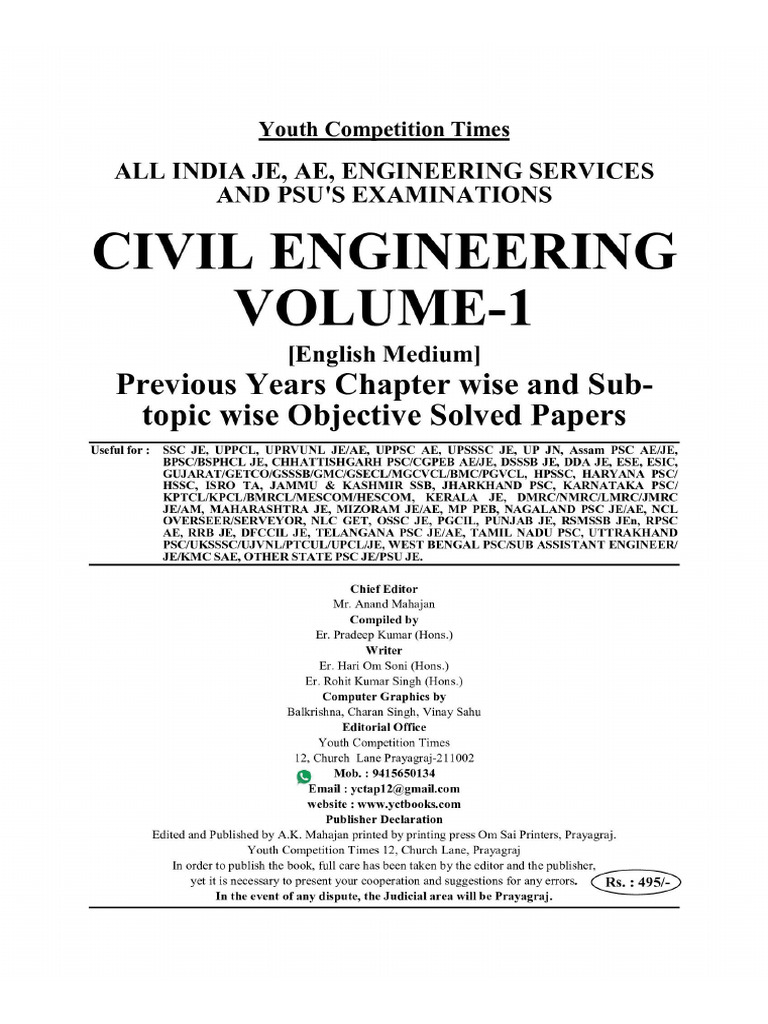 Civil Engg Volume - 1 by YCT | PDF