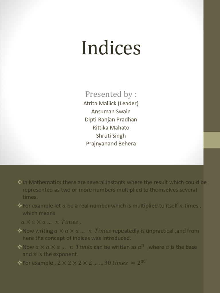 Indices | PDF | Algebra | Mathematics
