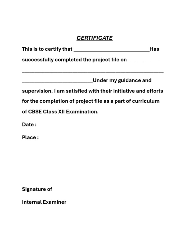 CBSE Class XII Project Completion | PDF