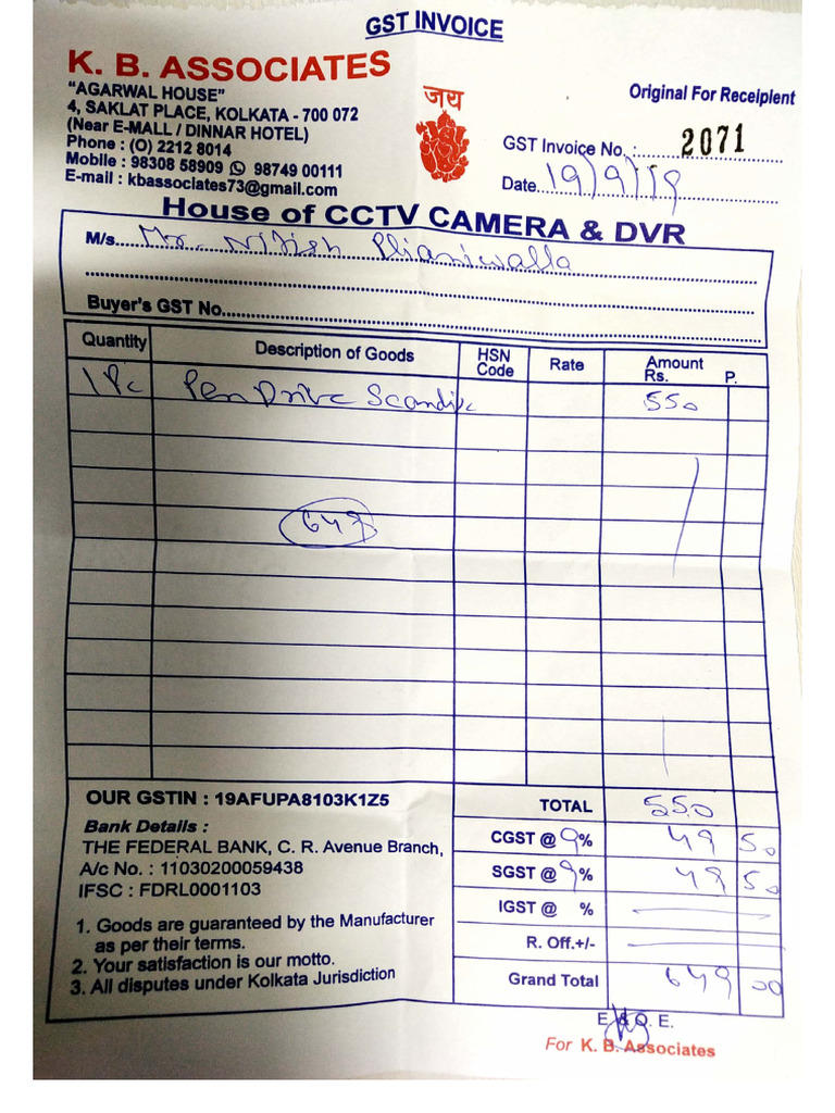 Pendrive bill | PDF