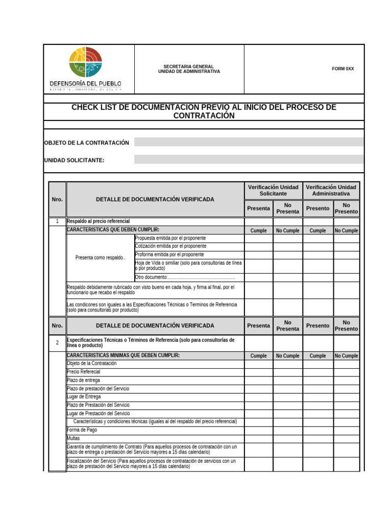 Formulario Chek List | PDF