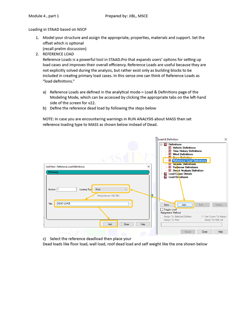 STAAD.Pro Load Setup Guide | PDF | Structural Load | Computing