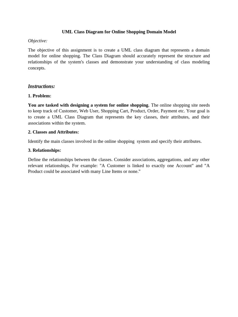 UML Class Diagram for Online Shopping | PDF